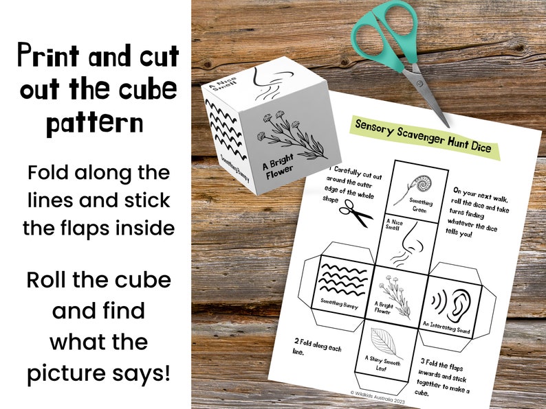 Printable Sensory Scavenger Hunt Cube Game, Kids Scavenger Hunt ...