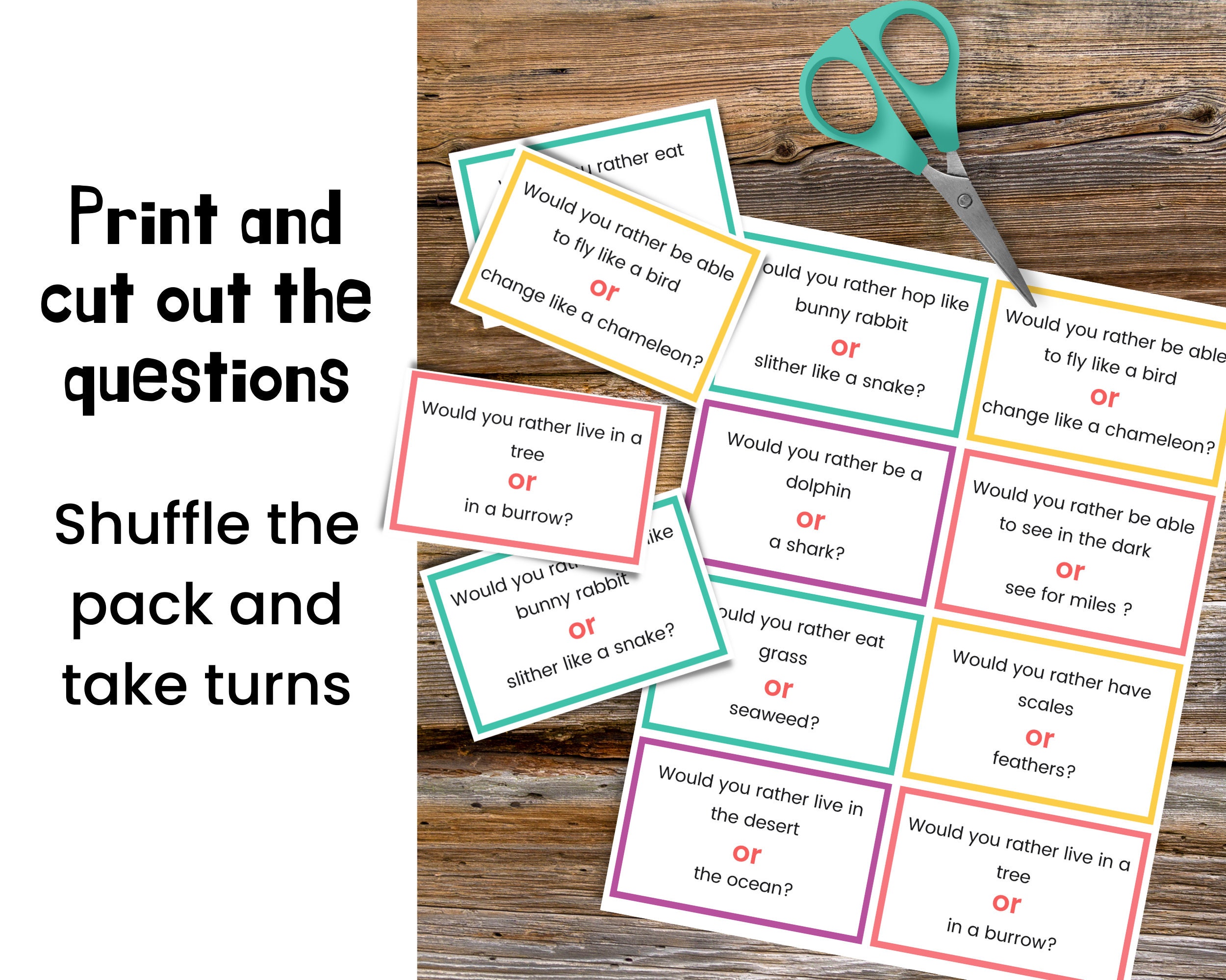 Would You Rather Game, Printable Game Cards, Fun Game for Kids, Family ...