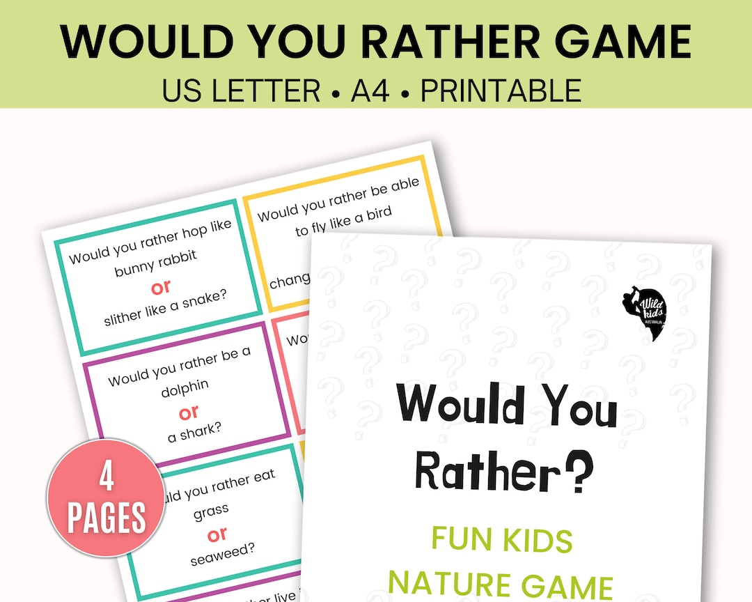 Would You Rather Game, Printable Game Cards, Fun Game for Kids, Family ...