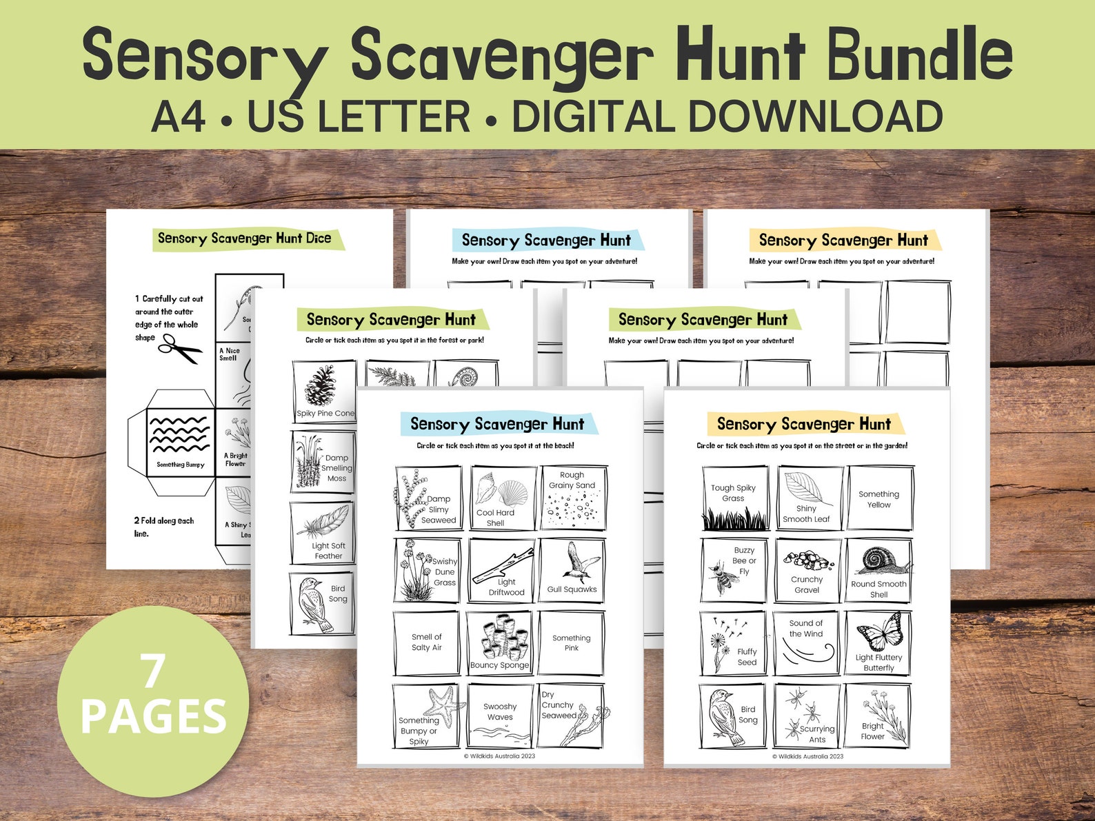 Printable Sensory Scavenger Hunt Bundle, Kids Scavenger Hunt, Sensory ...