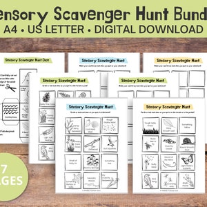 Printable Sensory Scavenger Hunt Bundle, Kids Scavenger Hunt, Sensory ...