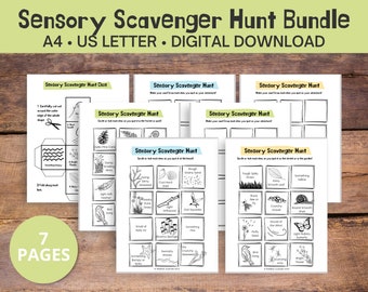 Printable Sensory Scavenger Hunt Cube Game, Kids Scavenger Hunt ...