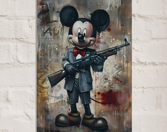 Graffiti Street Art Mouse Holding Rifle Framed Ready to Hang CANVAS ...