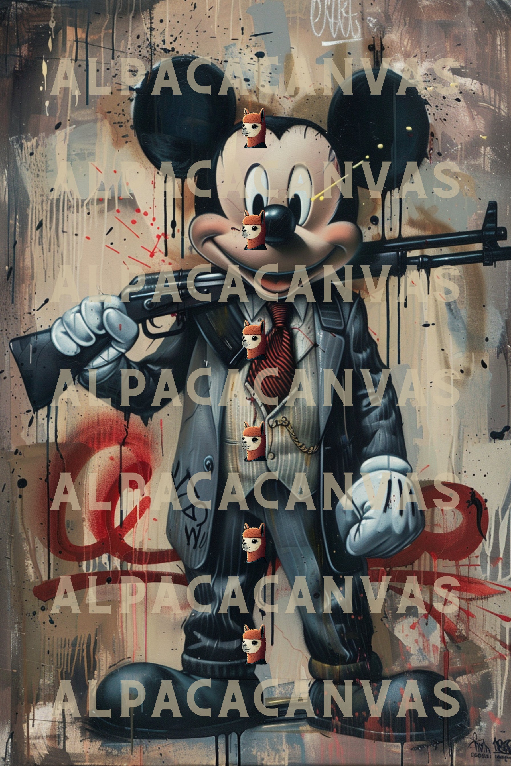 Graffiti Street Art Mouse Holding Rifle Framed Ready to Hang CANVAS ...