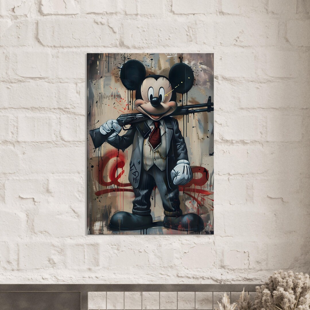 Graffiti Street Art Mouse Holding Rifle Framed Ready to Hang CANVAS ...