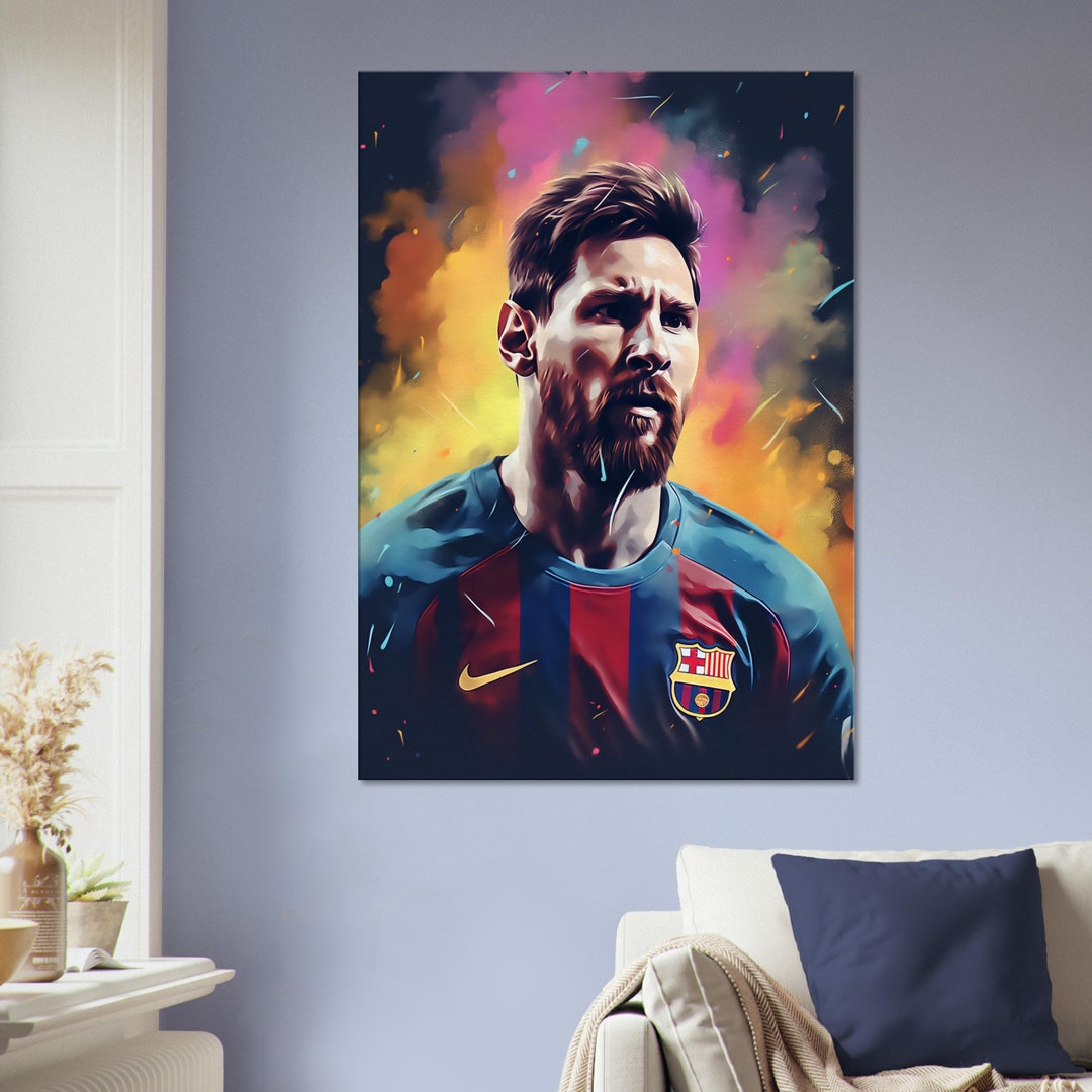 Lionel Messi AI Generated Art Framed Ready to Hang CANVAS - Etsy