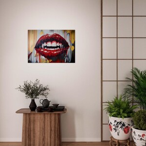 Big Red Lips Canvas Art for Living Room Red Vampire Lips Graffiti ...