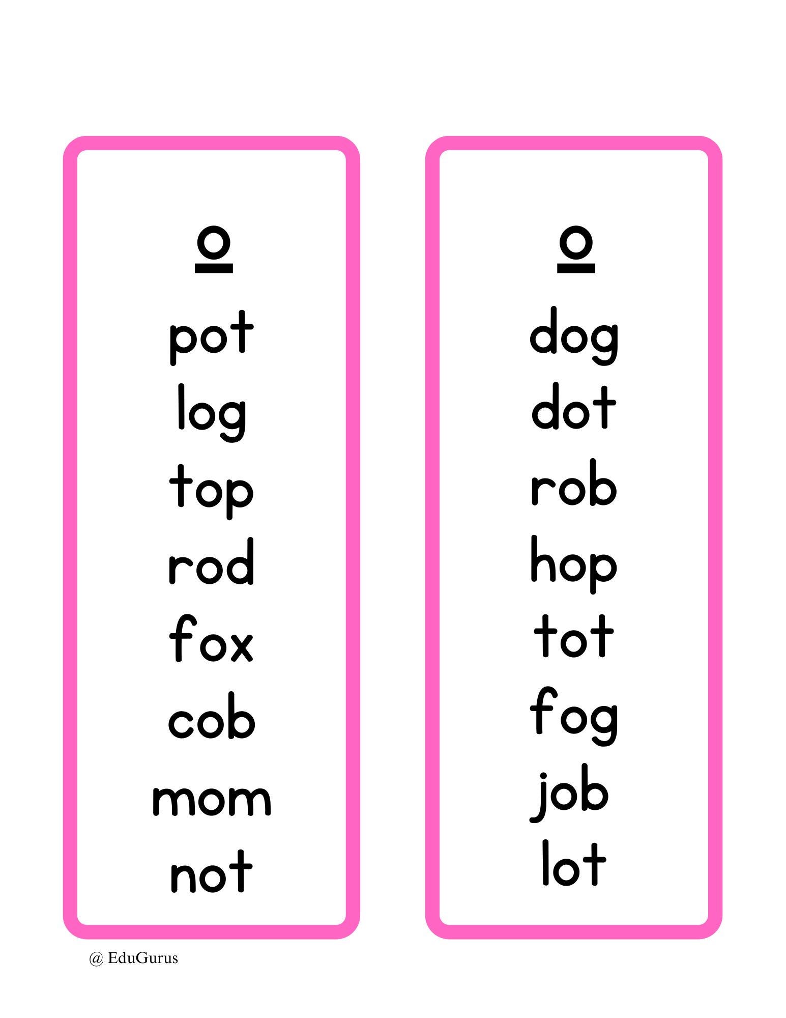 Montessori CVC Word Lists: Letter O, Early Literacy (digital Download ...