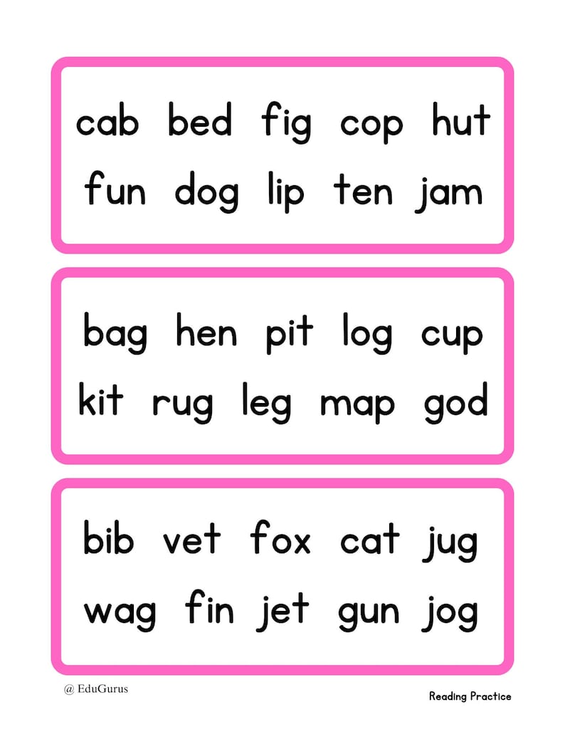 Montessori CVC Rhyming Word Cards: Phonetic Reading Practice (digital ...