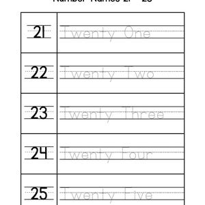 Number Names 21-50 Writing Practice: Montessori-inspired Worksheets ...