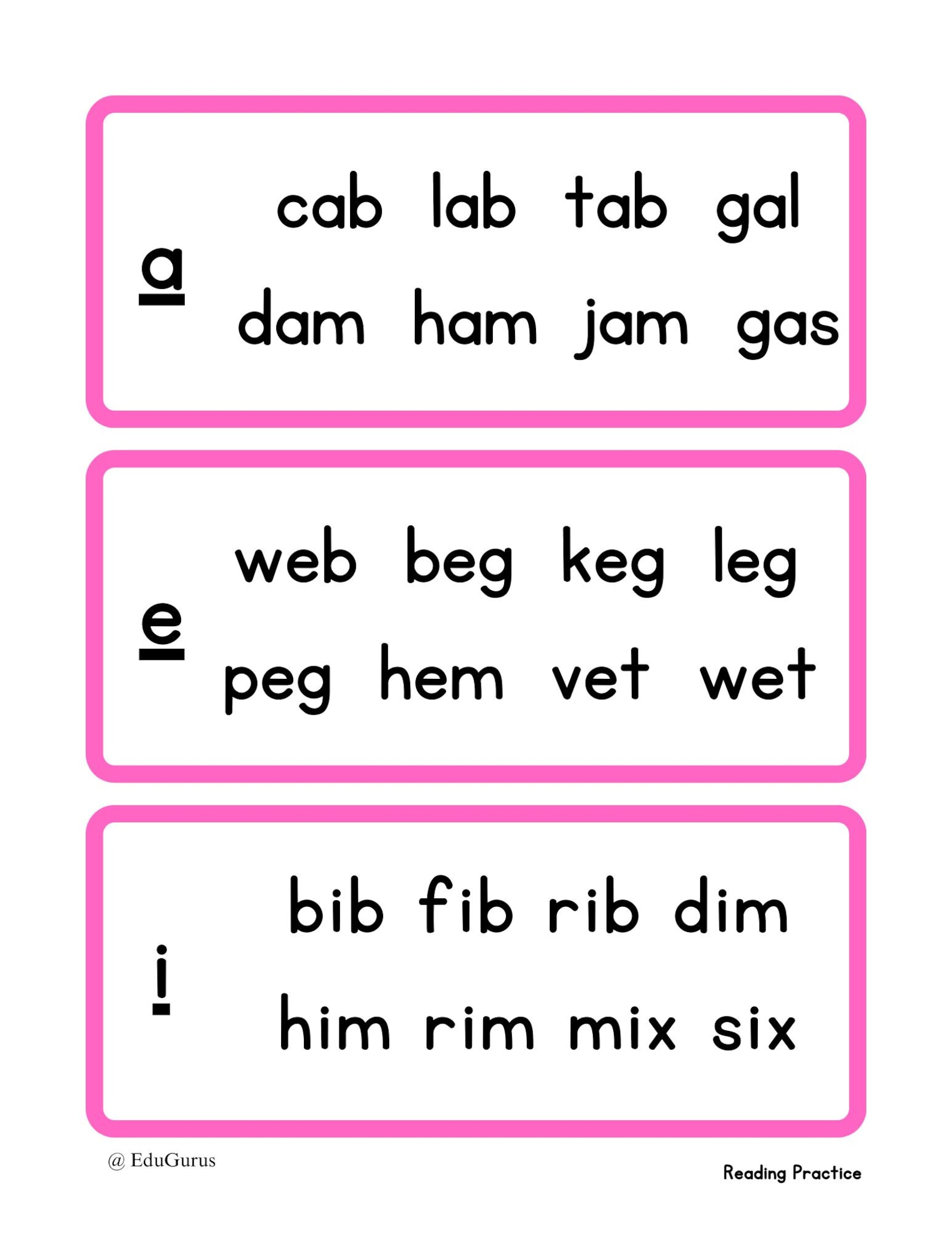 Montessori CVC Rhyming Word Cards: Phonetic Reading Practice (digital ...