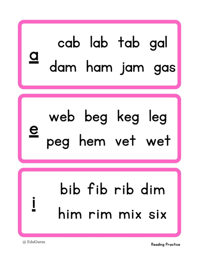 Montessori CVC Rhyming Word Cards: Phonetic Reading Practice (digital ...
