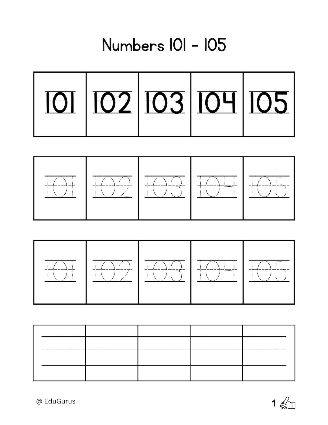 Number Tracing Practice 101-150: Preschool Handwriting Worksheet (PDF ...