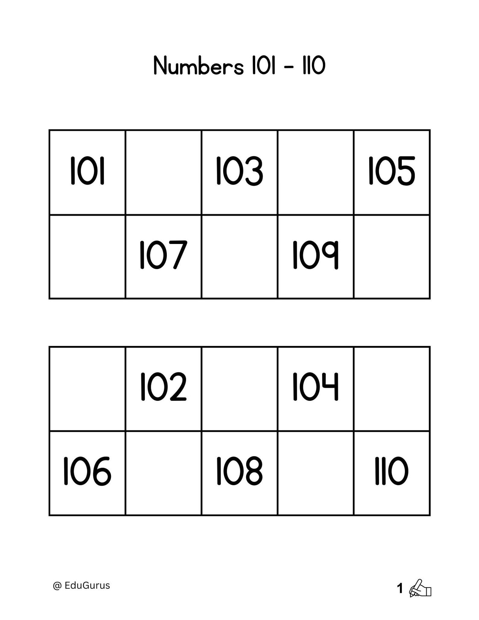 Printable Missing Numbers Worksheet 101–200 | Montessori Math Activity ...