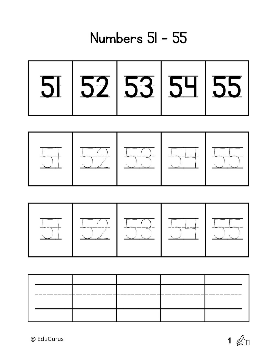 Number Tracing Worksheet (51-100): Preschool Handwriting Practice (PDF ...