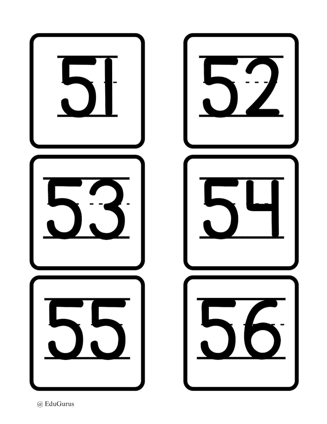 Montessori-inspired Number Cards_51-100 | Printable Number Learning ...