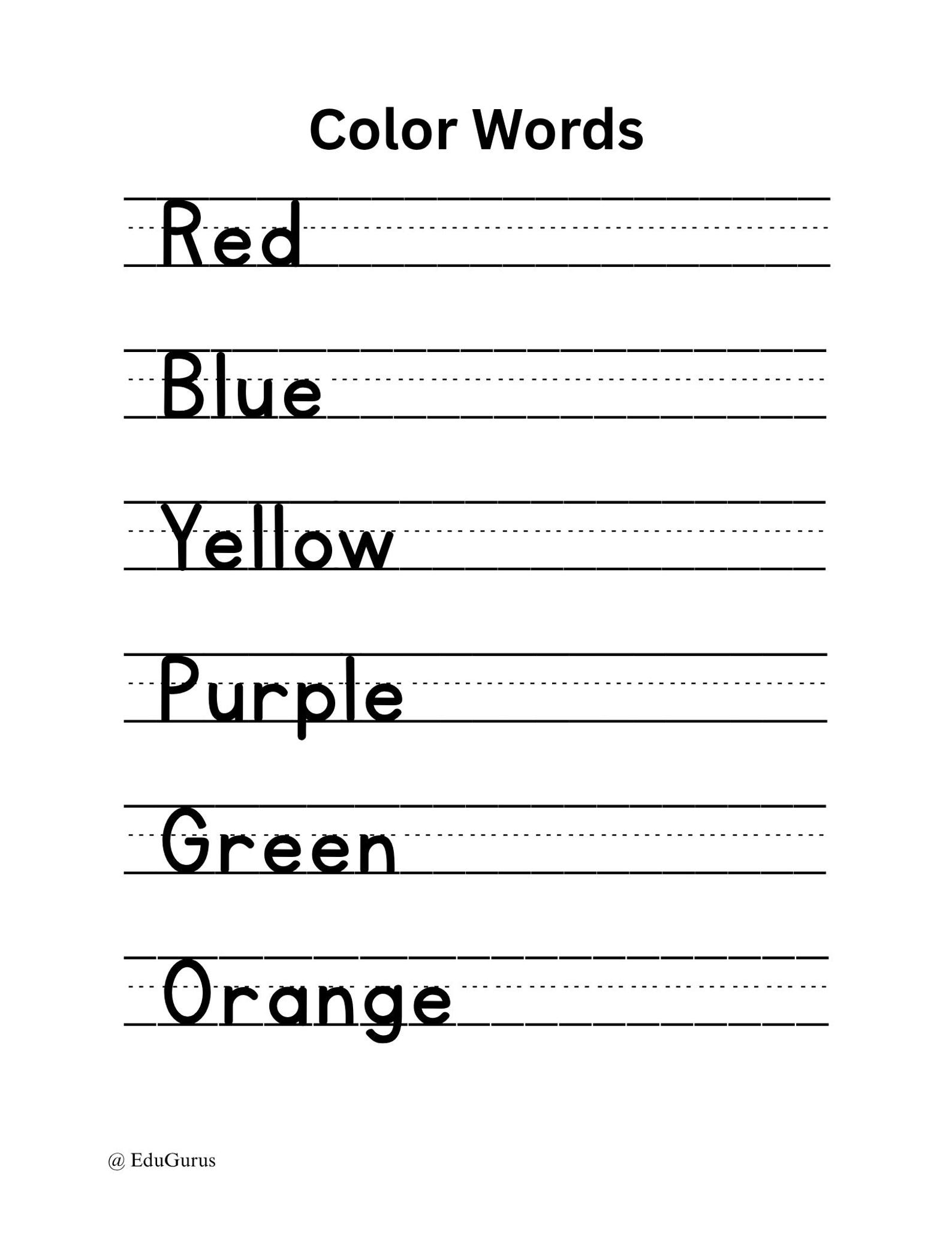 W1_writing Worksheets - Color Words – Montessori-inspired Tracing ...