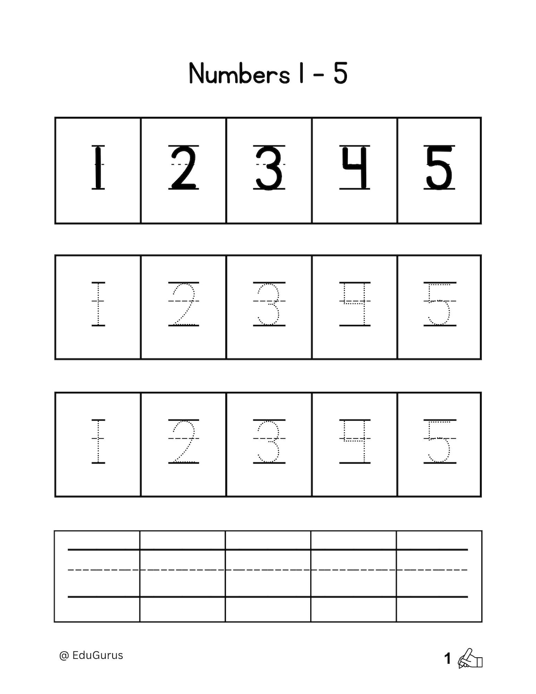 Number Tracing Worksheet 1-50: Preschool Handwriting Practice (PDF ...