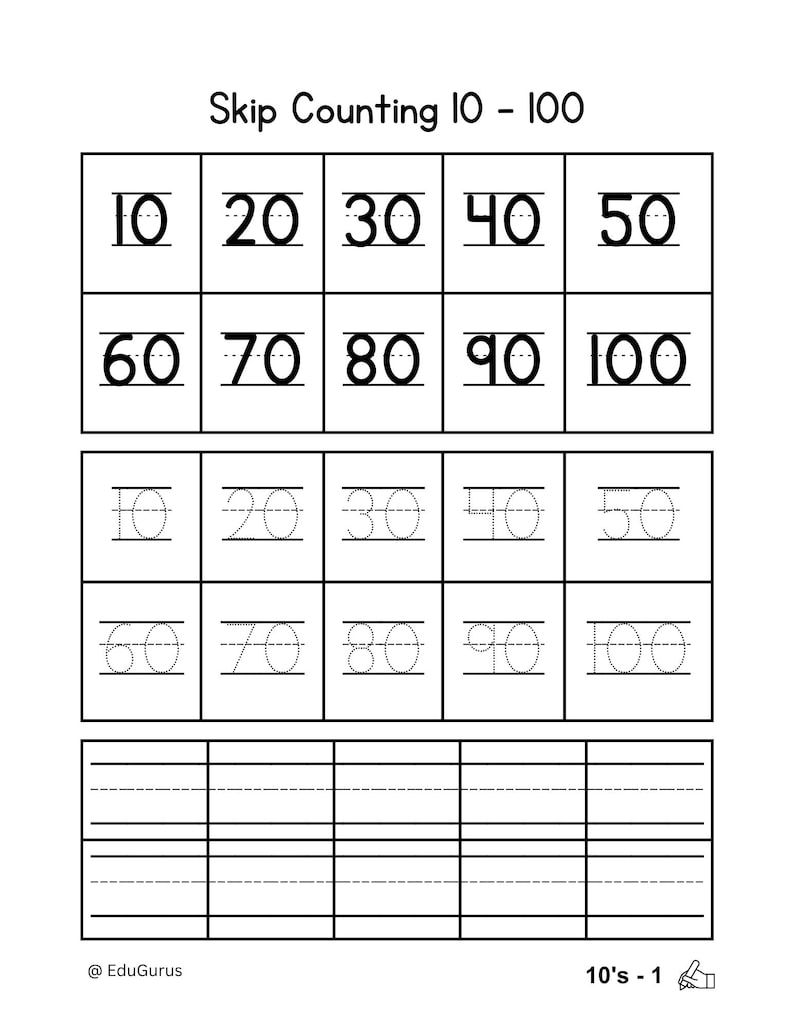 Skip Counting Workbook: Math Practice 5s & 10s (PDF Download) - Etsy