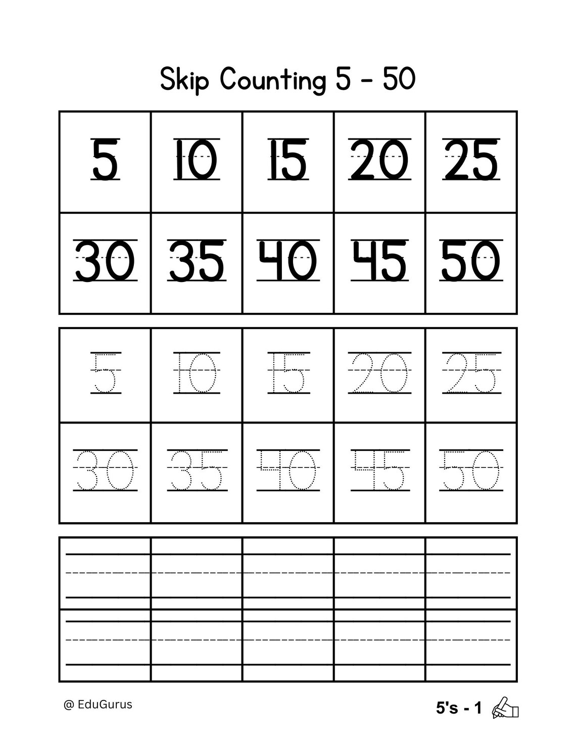 Skip Counting Workbook: Math Practice 5s & 10s (PDF Download) - Etsy