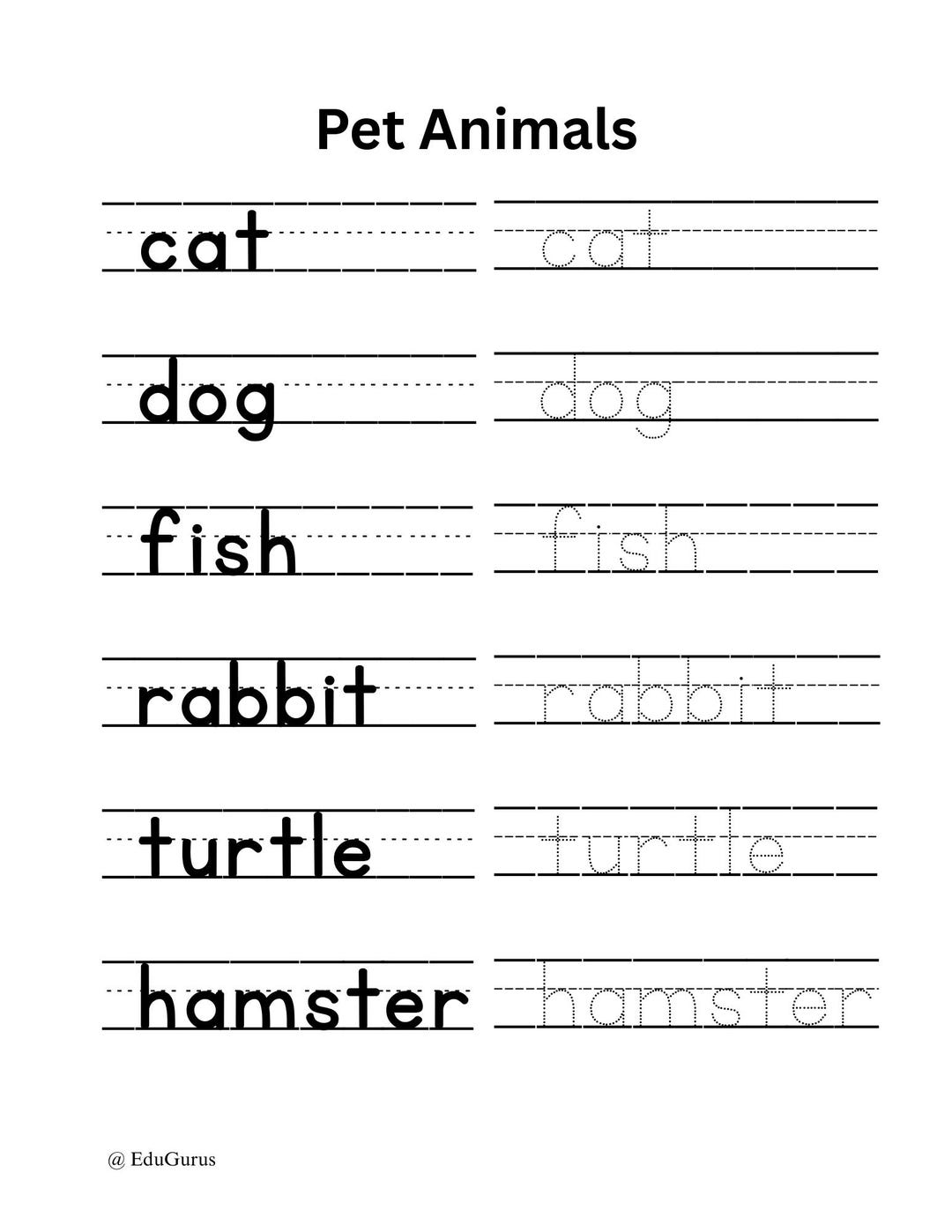 Animal Names Writing Practice: Montessori-inspired Worksheets (PDF ...