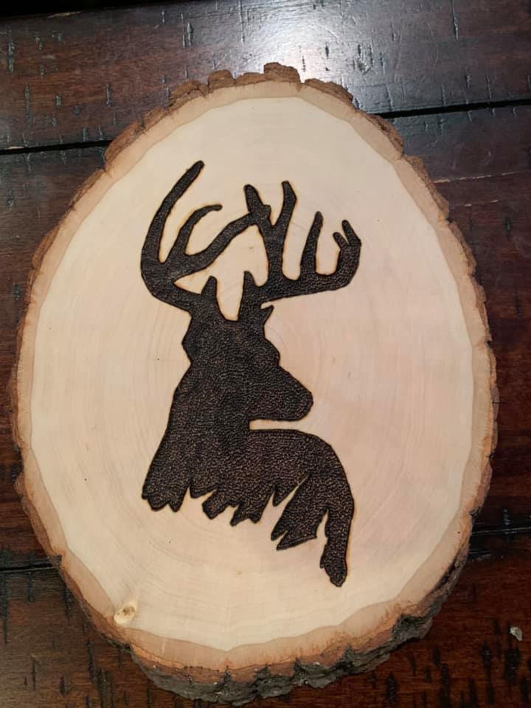Handmade Wood Burned Deer Plaque Decoration, Wall Decor or Table Top ...