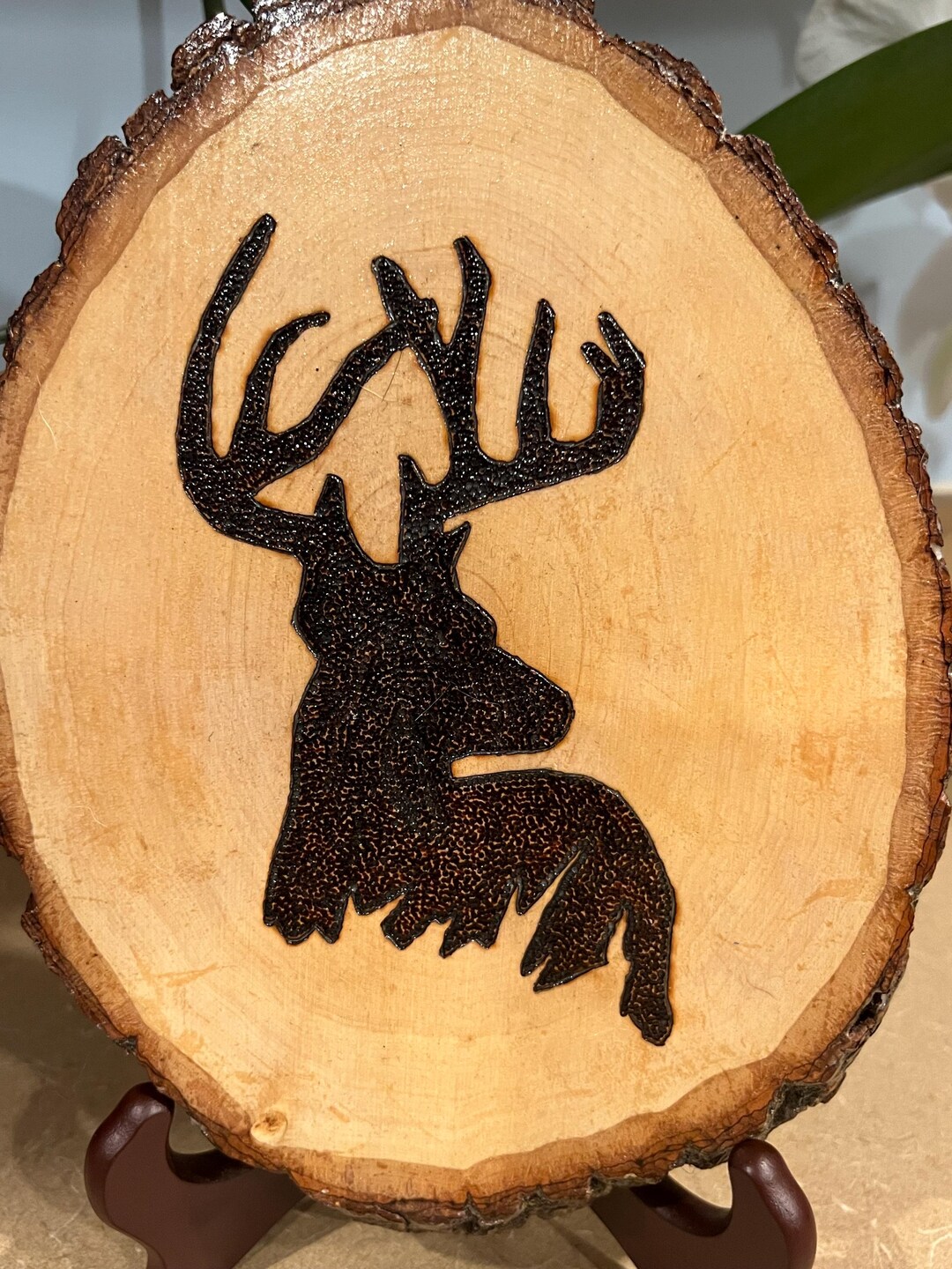 Handmade Wood Burned Deer Plaque Decoration, Wall Decor or Table Top ...