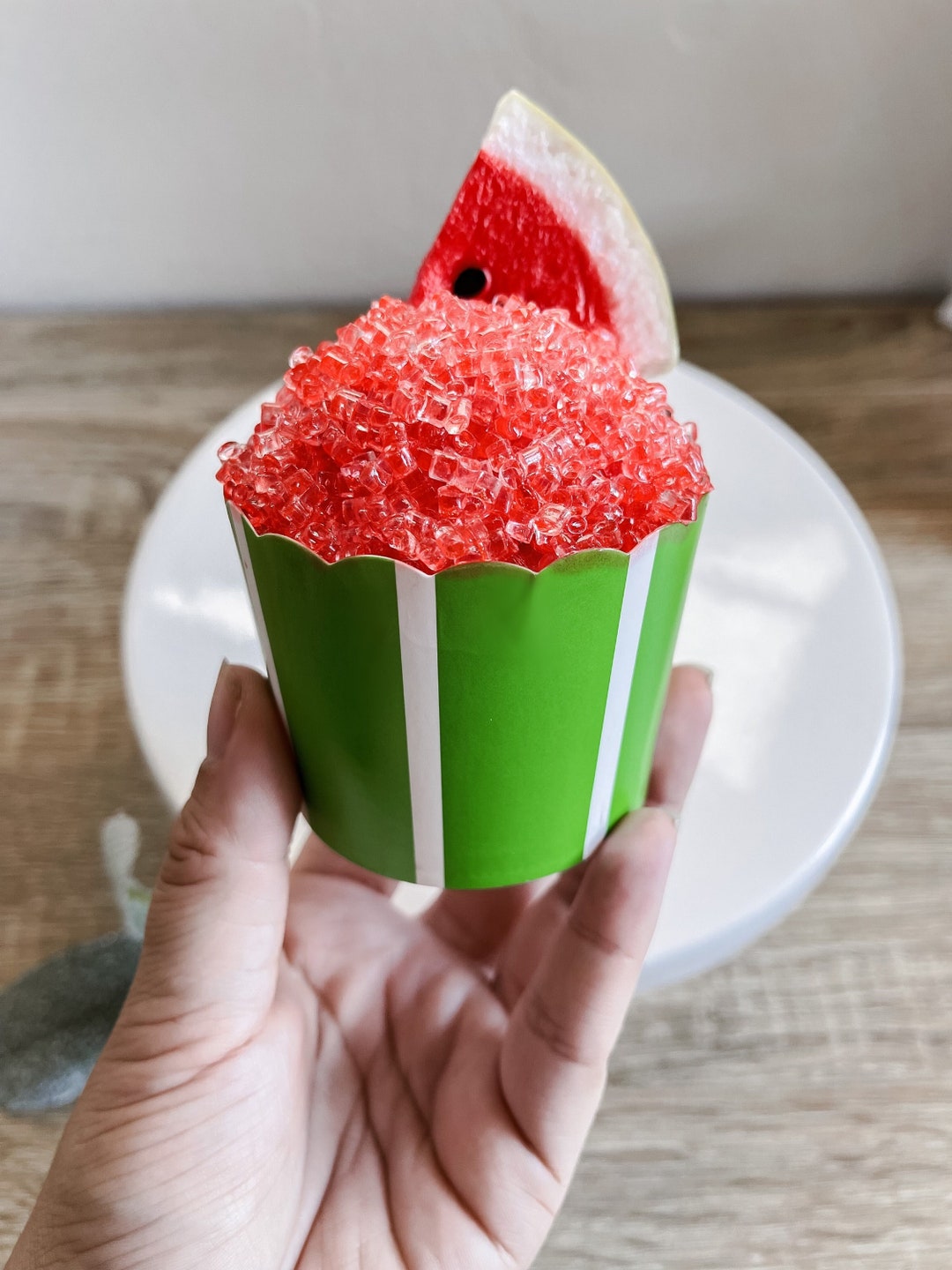 Faux Watermelon Shaved Ice, Fake Watermelon Slushy, Watermelon Raspado ...