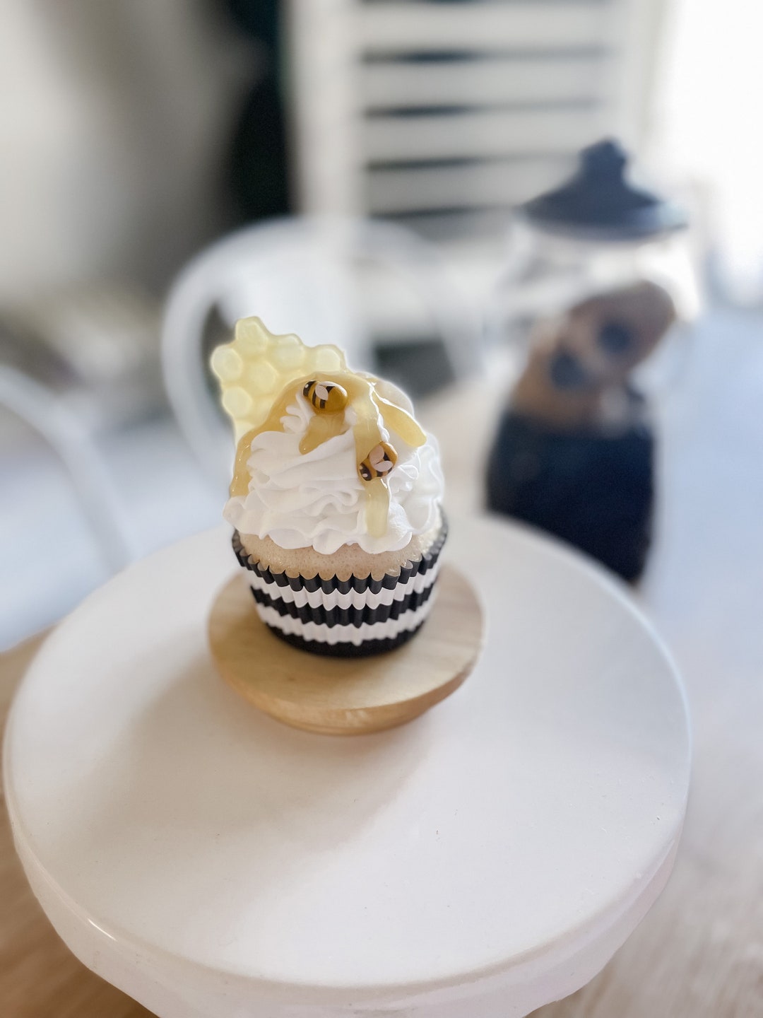 Faux Bumble Bee Cupcake, Fake Bee Cupcake, Bee Decor, Honey Comb Decor ...