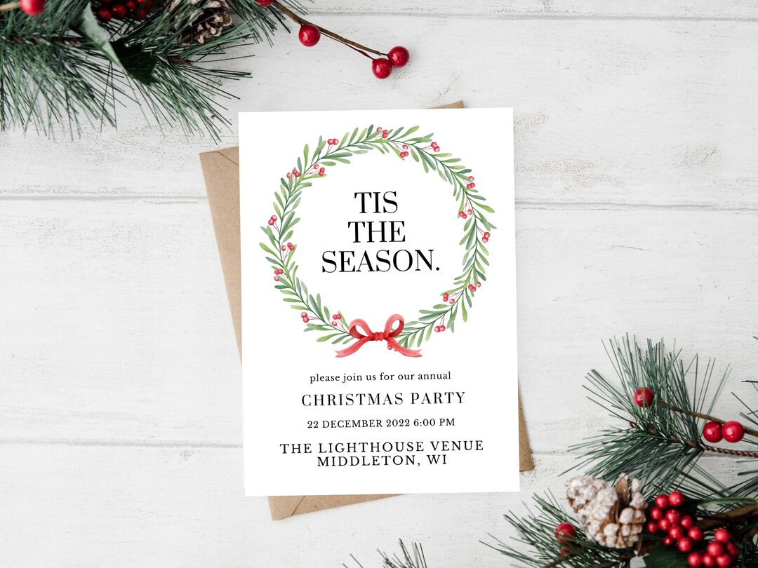 EDITABLE Christmas Invitation Template | Holiday Party Invitation ...