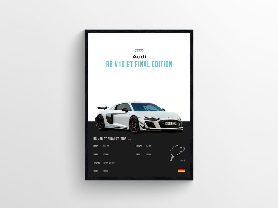 Audi R8 Poster Audi R8 V10 GT Special Edition Poster Car - Etsy