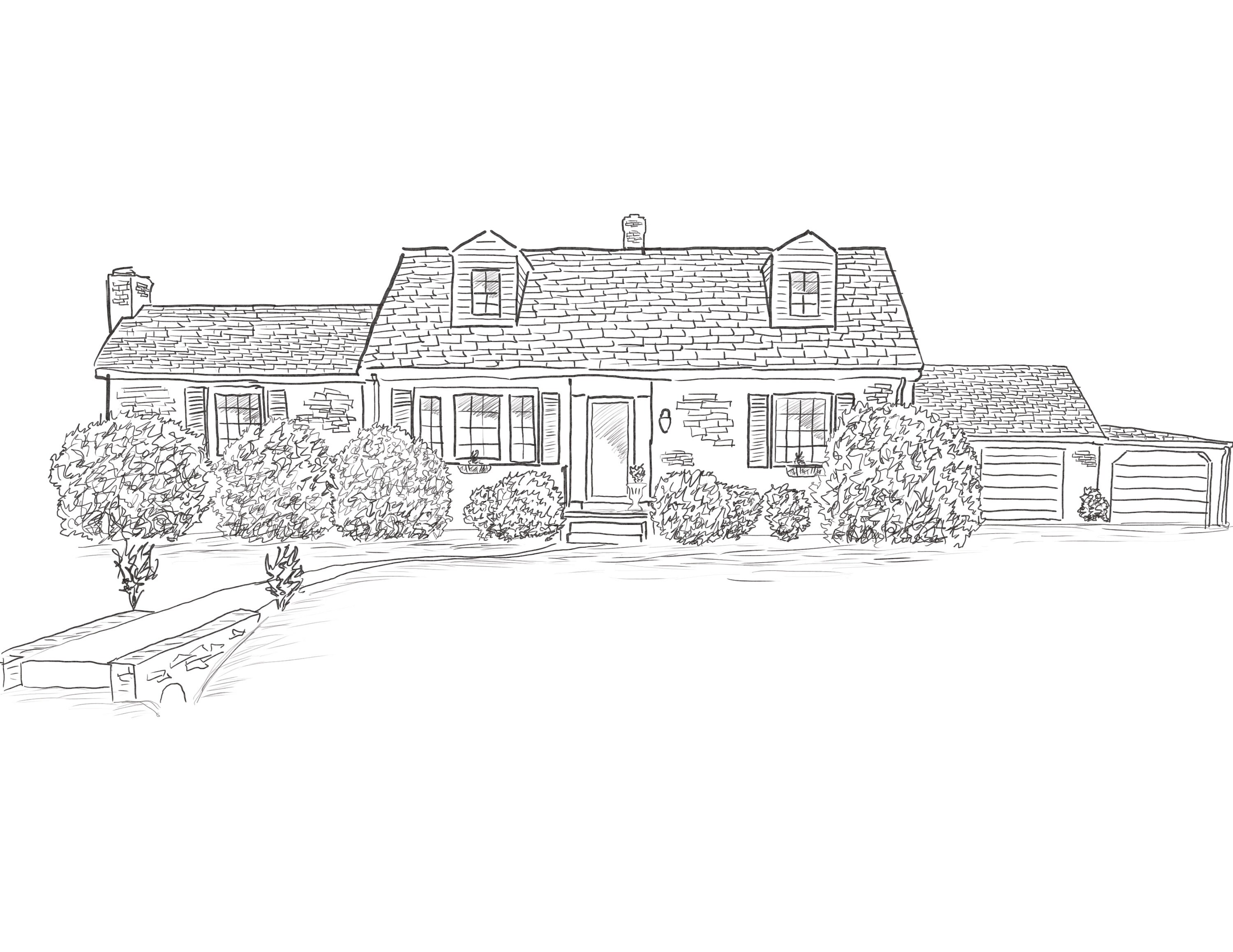 Custom House Portrait Line Art Drawing of Your Home From Photo | Hand ...