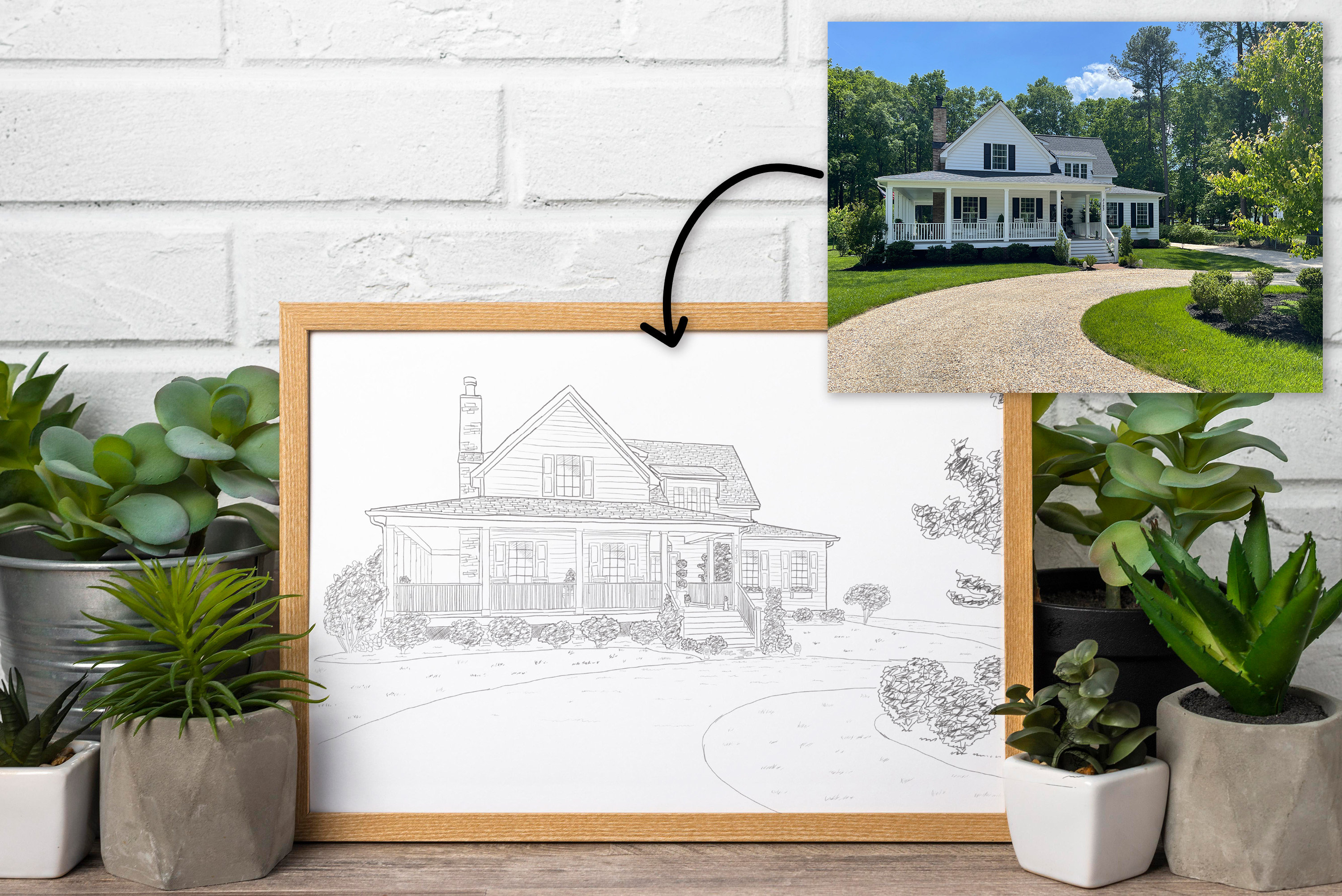 Custom House Portrait Line Art Drawing of Your Home From Photo ...