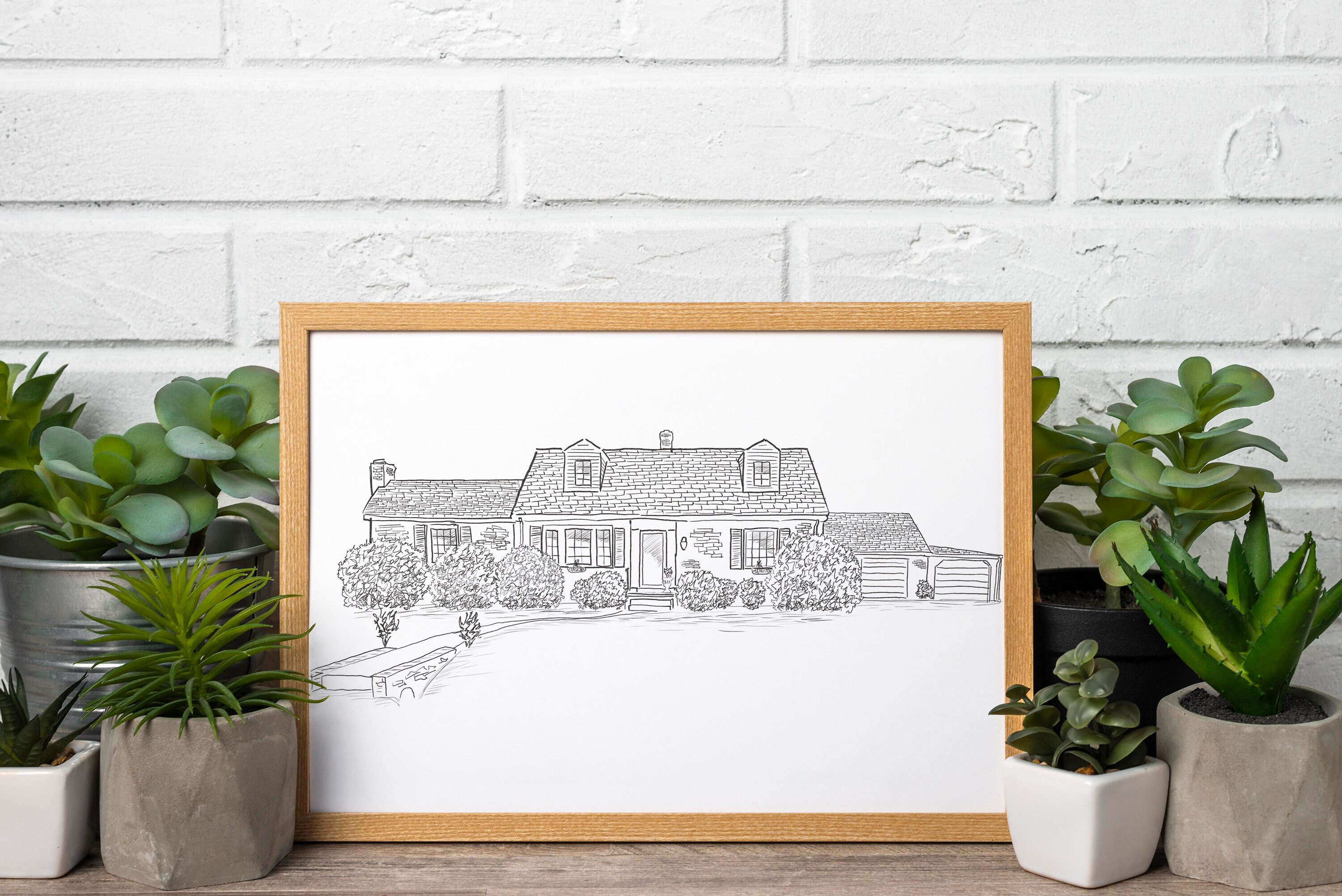 Custom House Portrait Line Art Drawing of Your Home From Photo | Hand ...