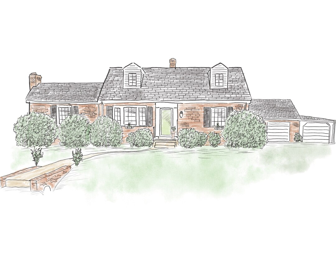 Watercolor Custom House Portrait Drawing of Your Home From Photo | Hand ...