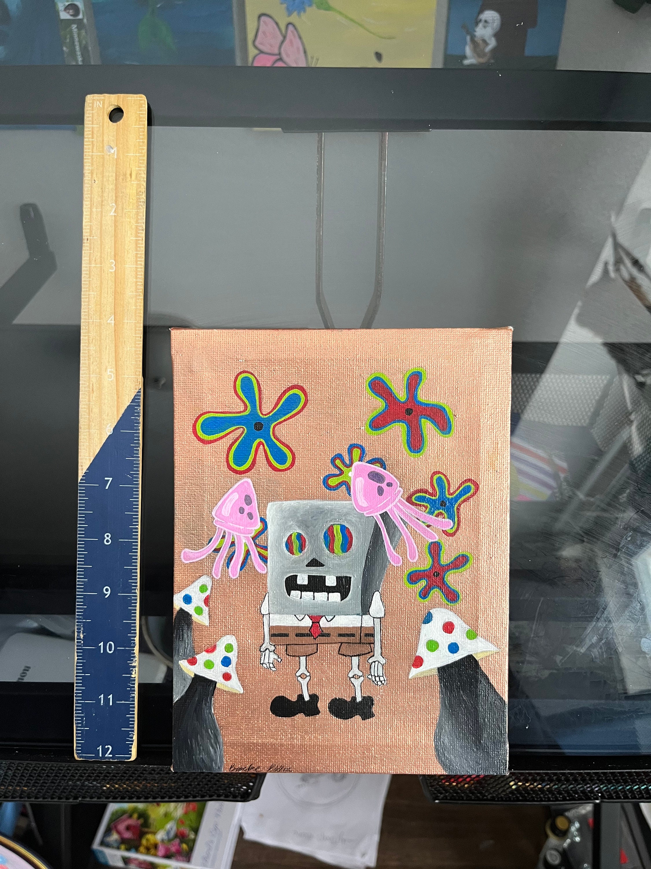 Trippy Skeleton Spongebob Hand-made Painting - Etsy