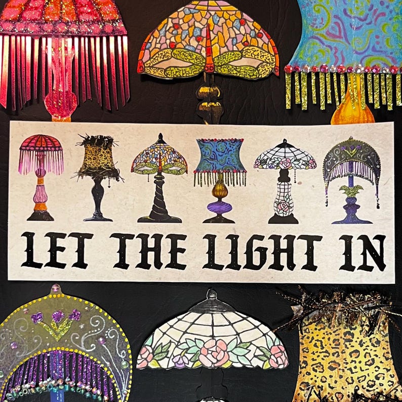 Let the Light in Vintage Lamp Collage Waterproof Bumper Sticker - Etsy