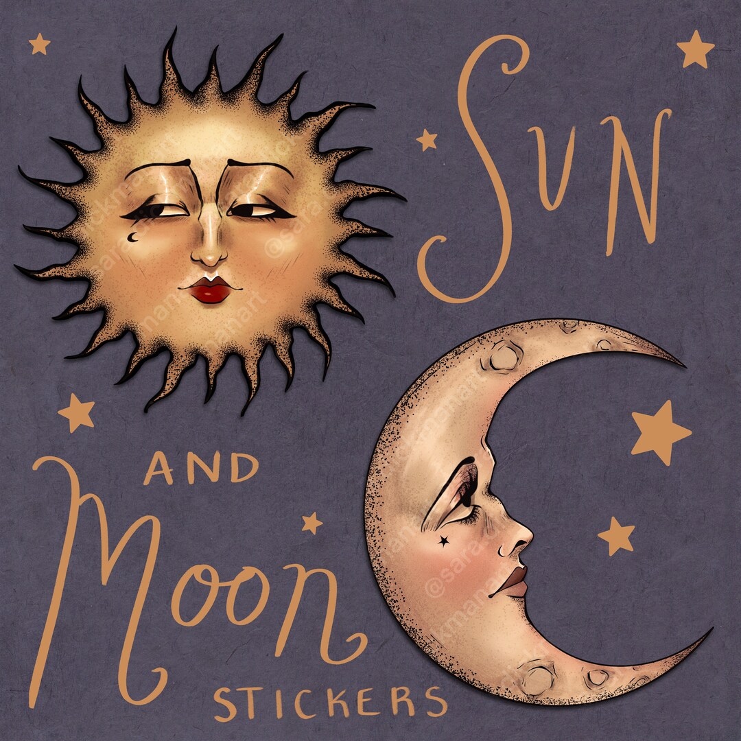 Celestial Sun and Moon 1920s Stickers - Etsy