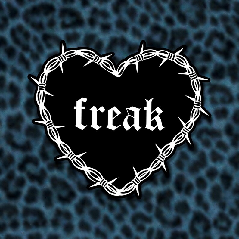 Freak Barbed Wire Heart Y2k Black and White Leopard Pink Waterproof ...