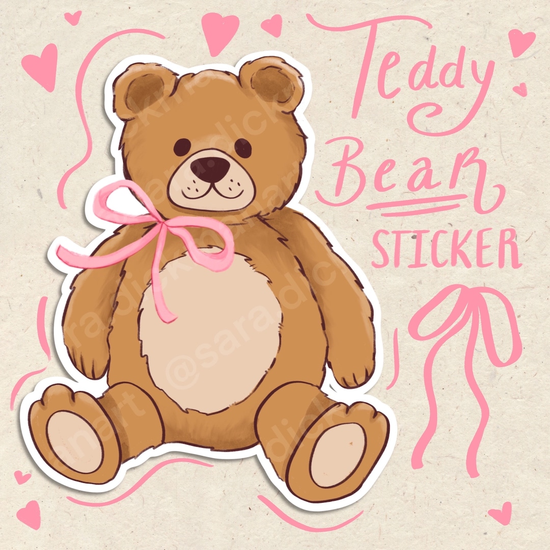 Coquette Teddy Bear Sticker - Etsy