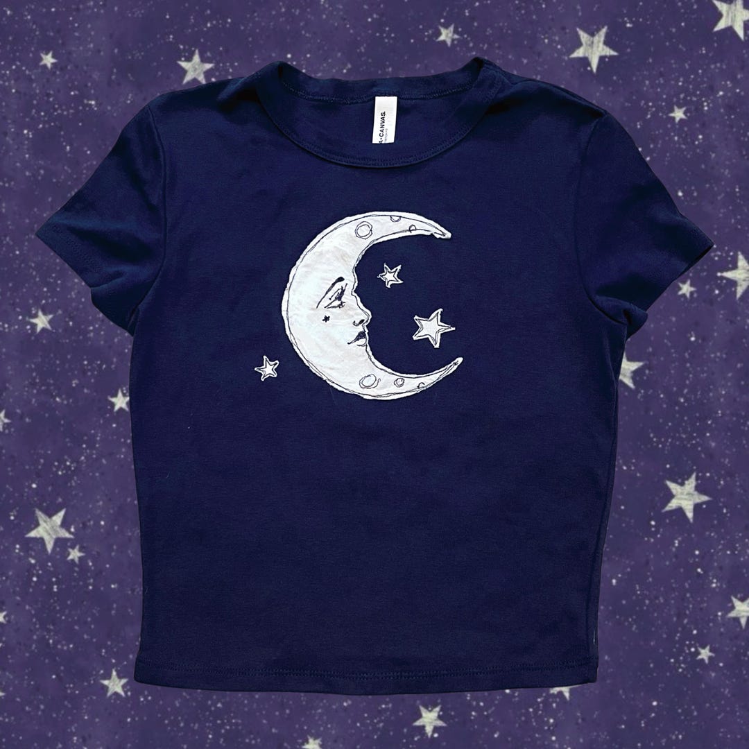 Crescent Moon Whimsigoth Applique Baby Tee/sweatshirt/long Sleeve - Etsy