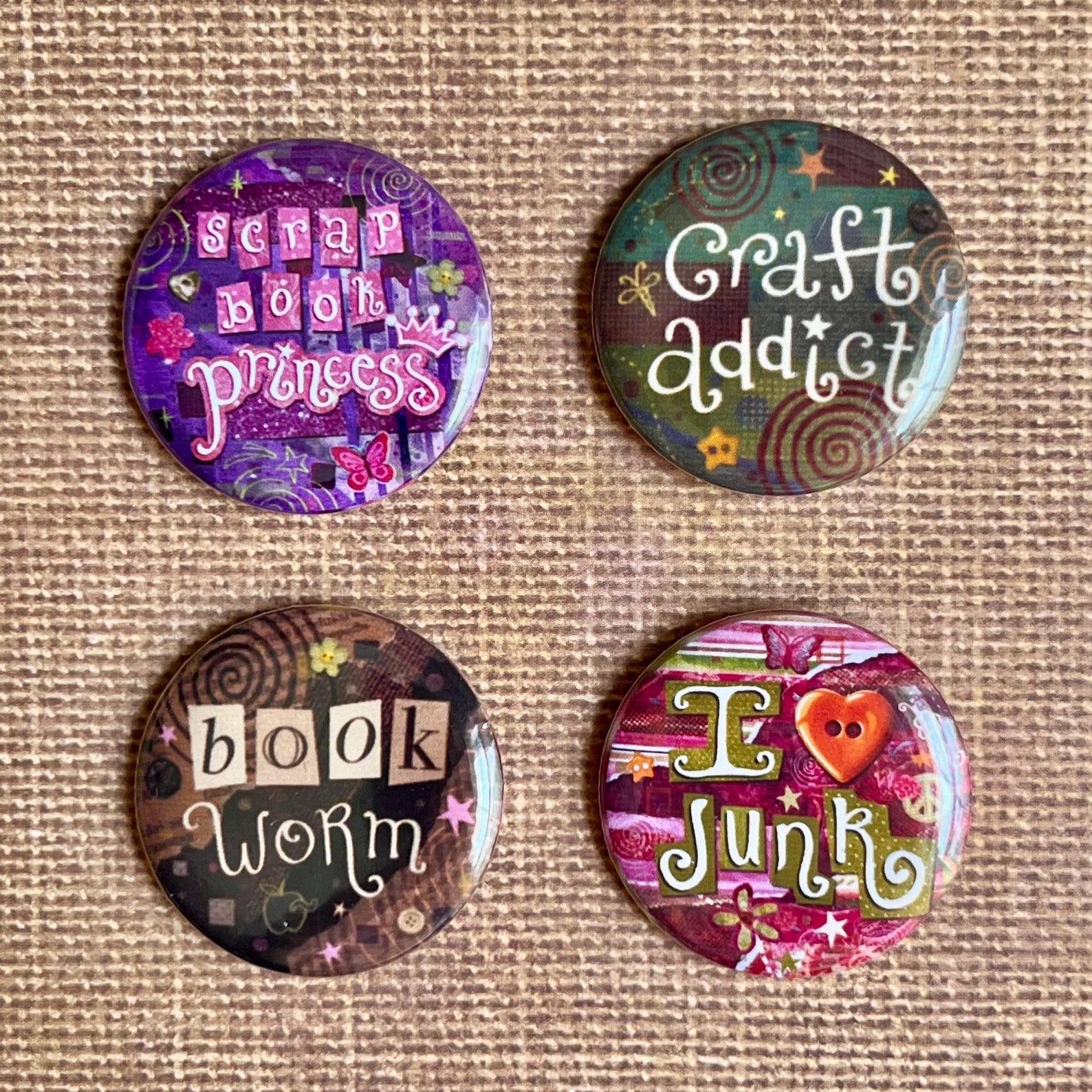 Crafty Reader Pin Button Set - Etsy