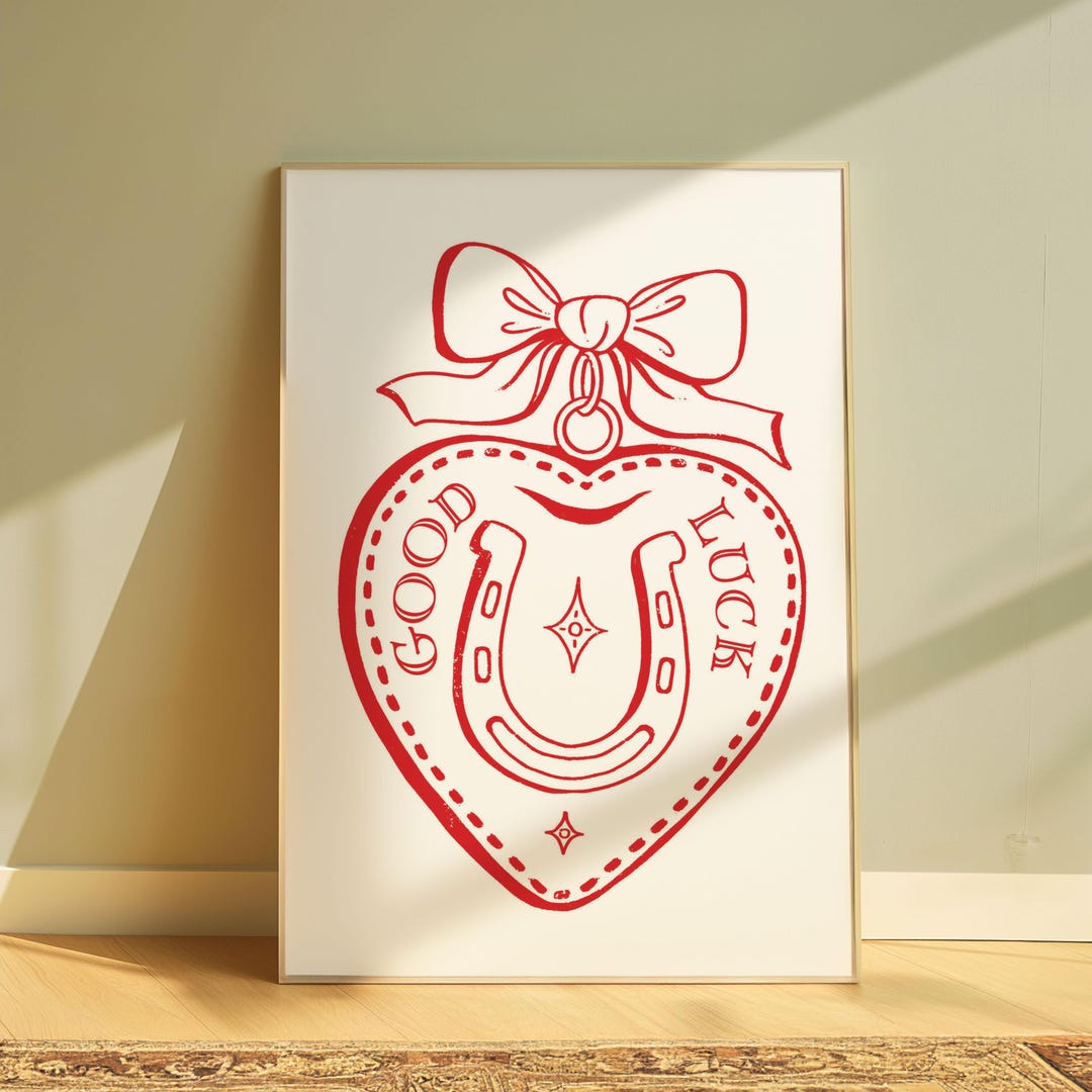 Good Luck Vintage Heart Digital Download Art Print - Etsy