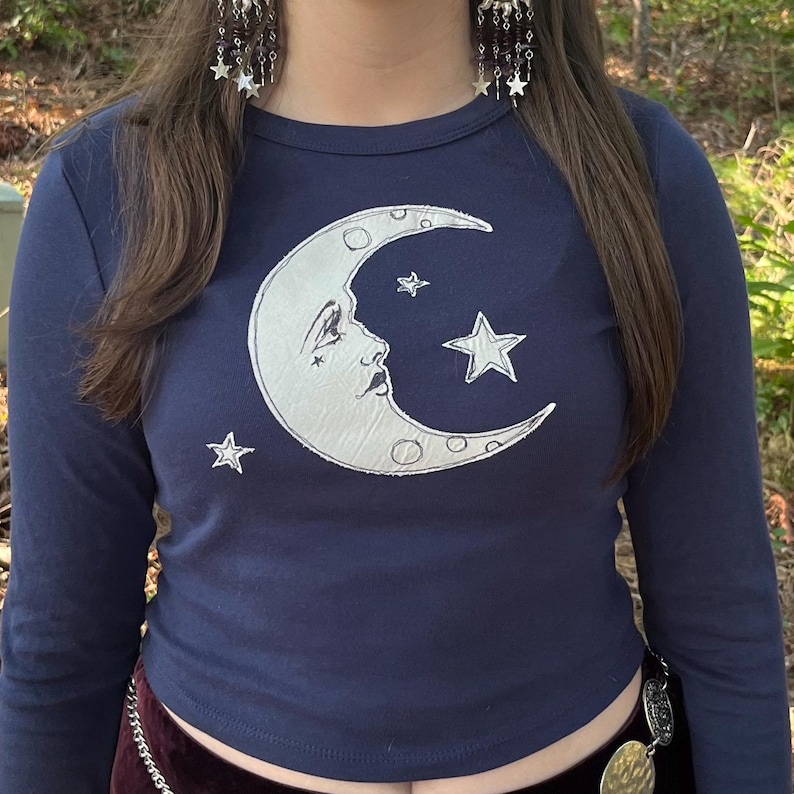 Crescent Moon Whimsigoth Applique Baby Tee/sweatshirt/long Sleeve - Etsy