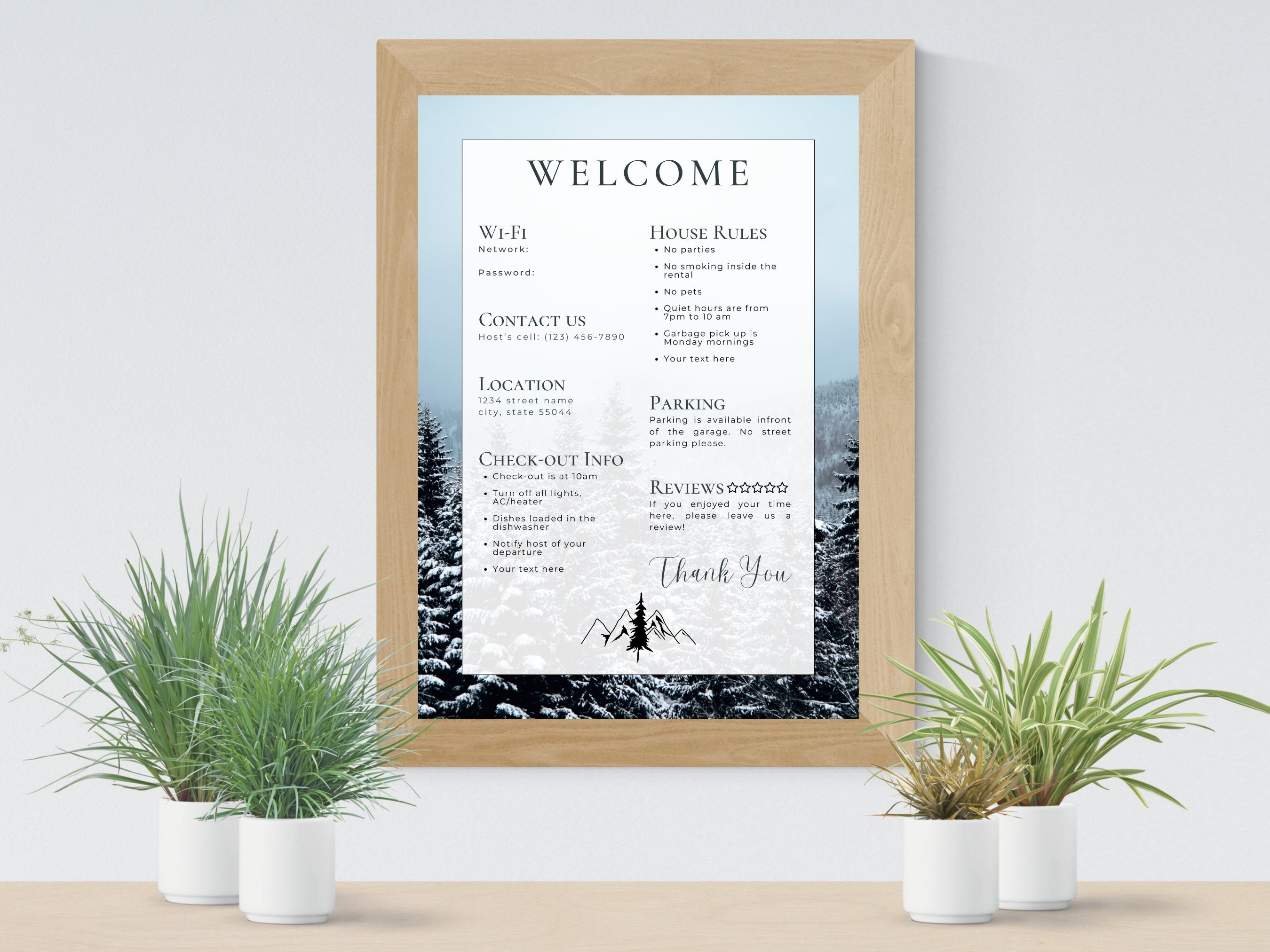 Airbnb Welcome Sign, Mountain Theme, Vacation Rental Sign, Guest ...