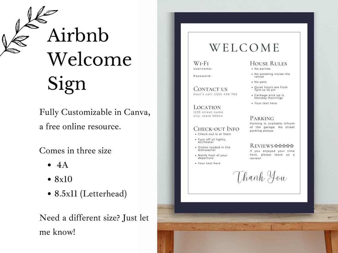 Airbnb Welcome Sign Vacation Rental Sign Guest Arrival - Etsy