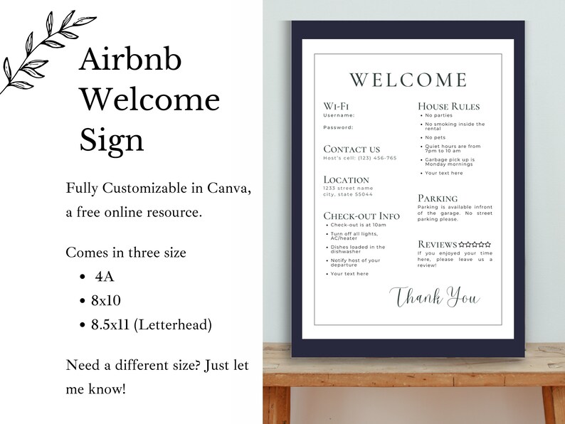Airbnb Welcome Sign, Vacation Rental Sign, Guest Arrival Poster, Airbnb ...