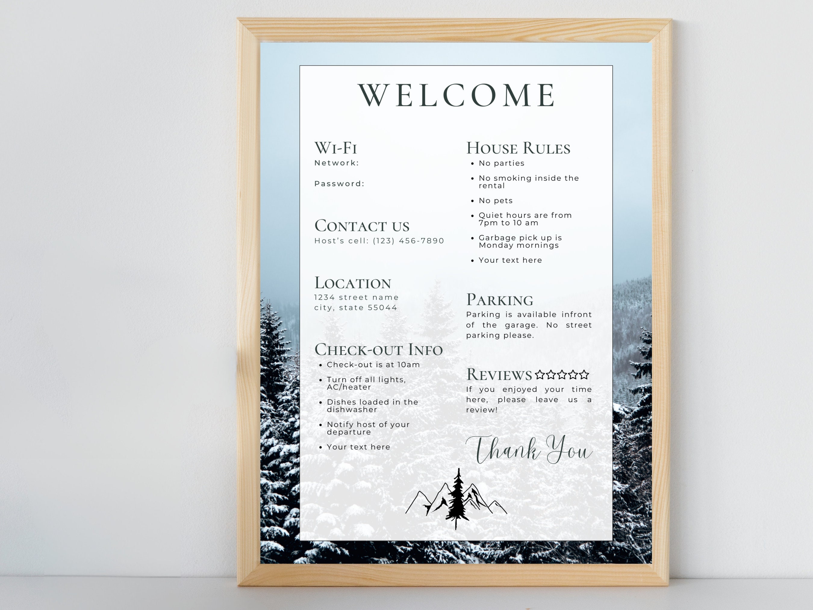 Airbnb Welcome Sign, Mountain Theme, Vacation Rental Sign, Guest ...