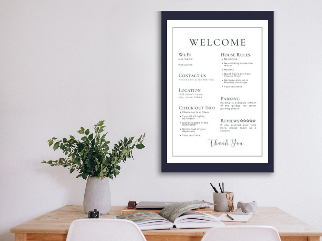 Airbnb Welcome Sign, Vacation Rental Sign, Guest Arrival Poster, Airbnb ...