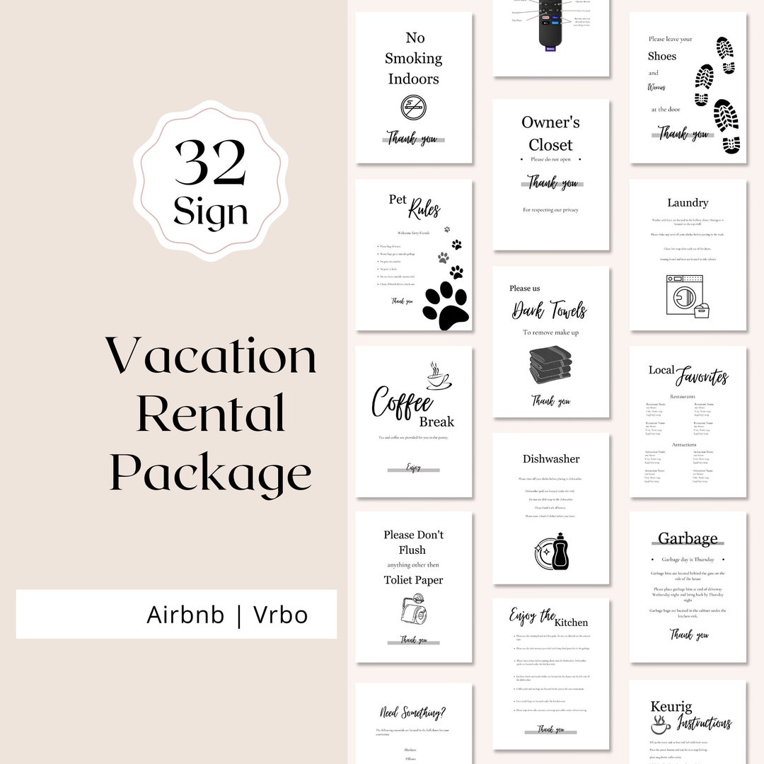Vrbo Sign Bundle, No Smoke Airbnb Sign, Airbnb Makeup Removal Sign ...